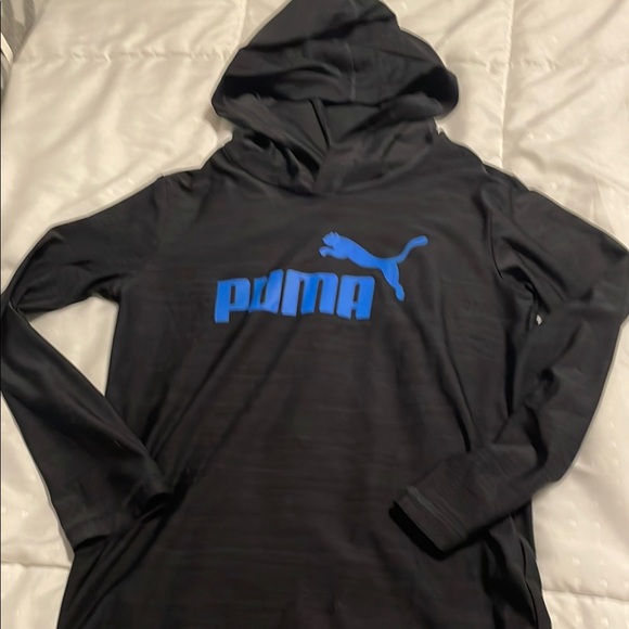 Puma | Shirts & Tops | Puma Black And Blue Sweatshirt With Bold Logo ...